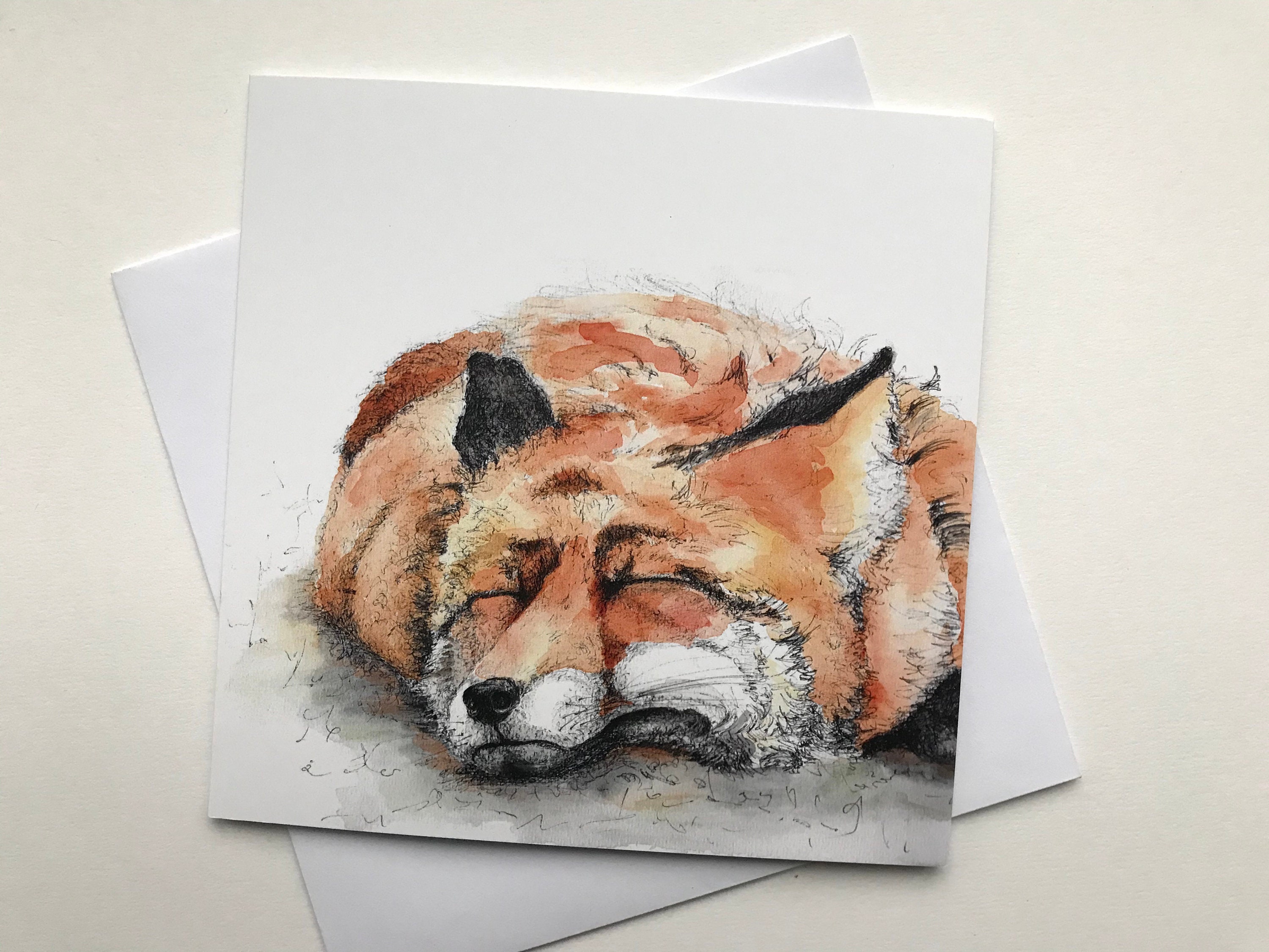 Watercolour Fox Greetings Card - Fox Card - Fox Lovers Card - Fox ...