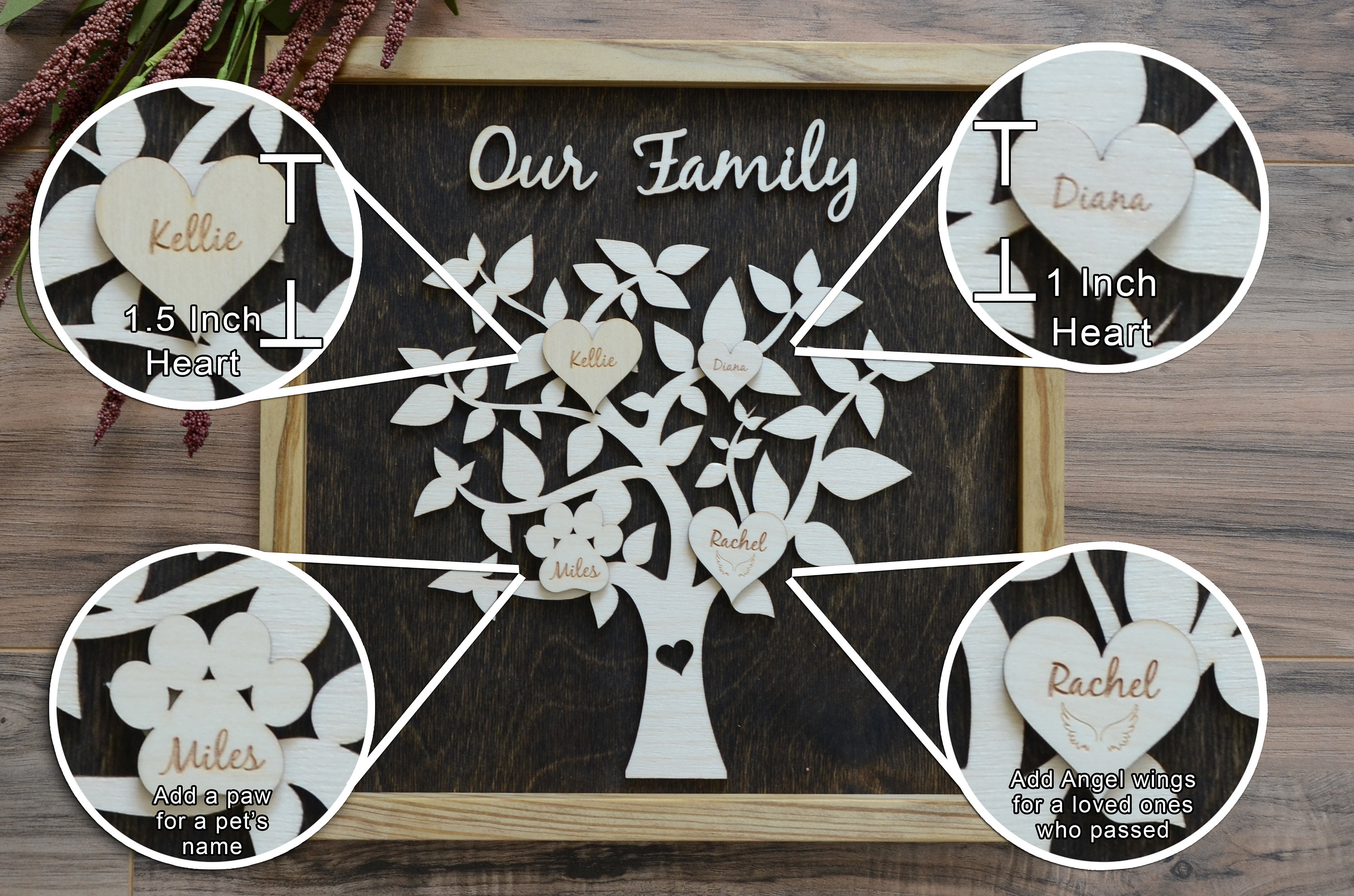 Personalized Family Tree Keepsake Wooden Wall Art Christmas | Etsy