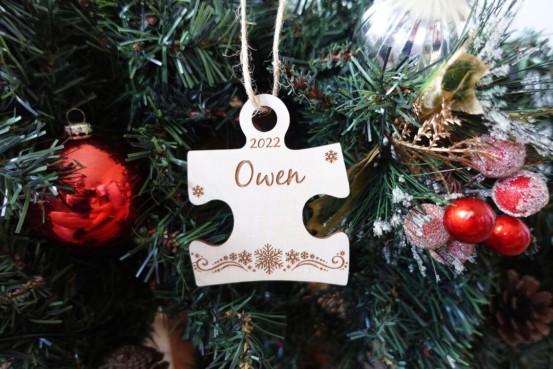 Personalized Name Puzzle Piece Christmas Ornament, Kids Name Pendant ...