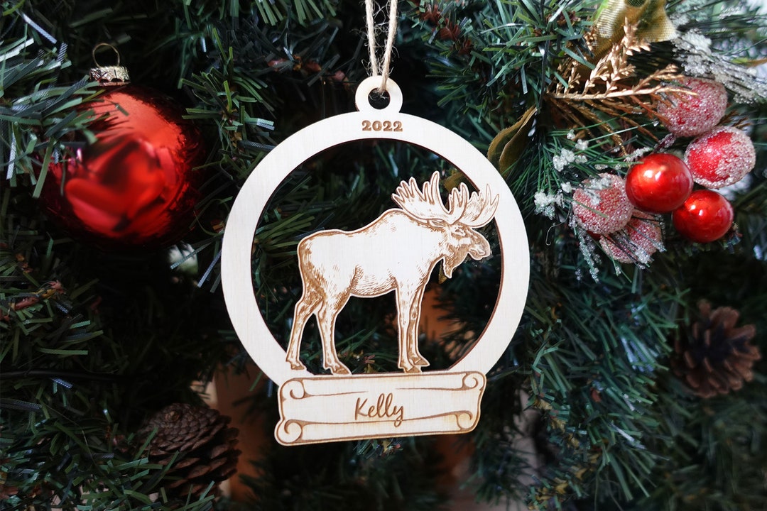 Personalized Wooden Moose Christmas Ornament, Toddler Boys Girls ...