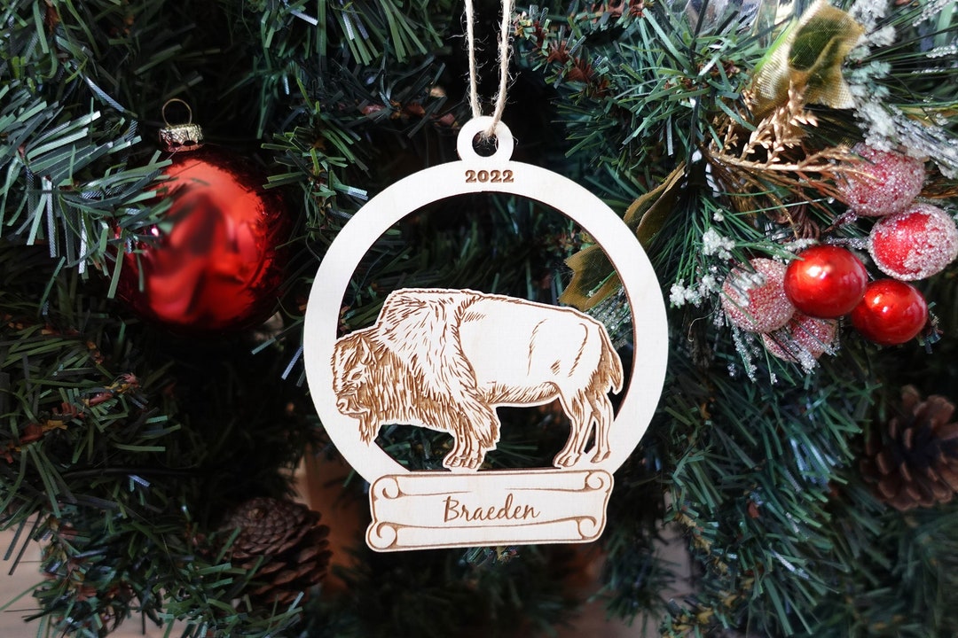 Personalized Wooden Bison Christmas Ornament, Toddler Boys Girls ...