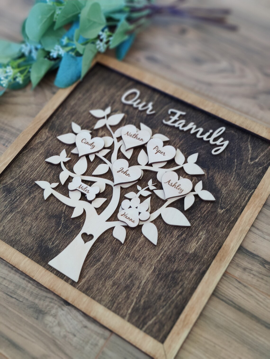 Personalized Family Tree Keepsake Wooden Wall Art Christmas - Etsy