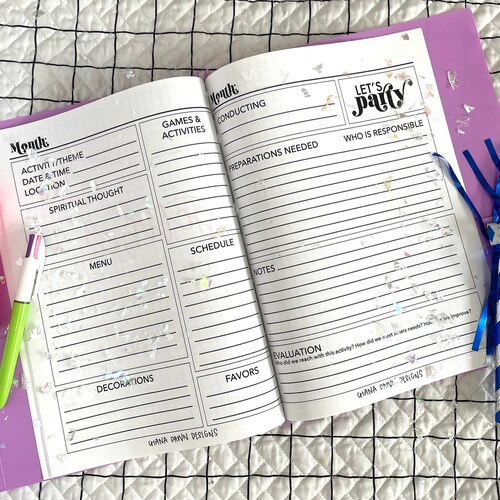 RELIEF SOCIETY Activity Planner Activity Planning Sheets - Etsy