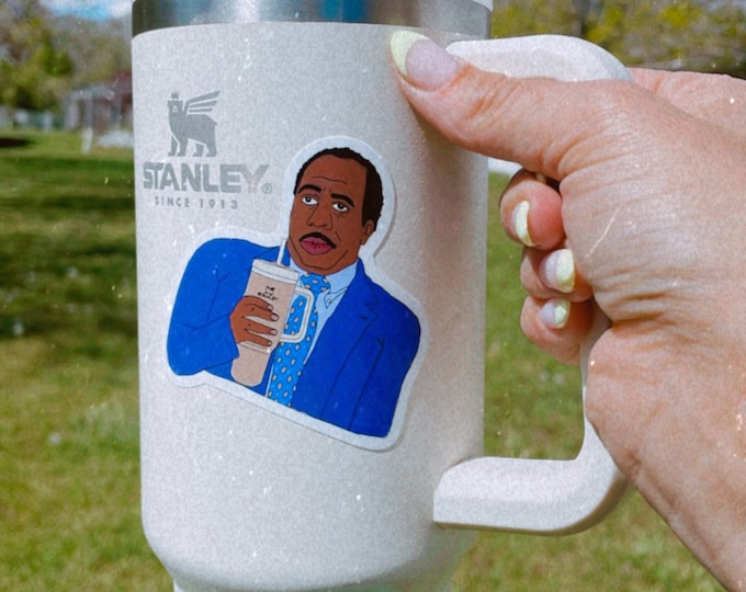 Stanley Holding a Stanley Cup - the Office Sticker - Etsy