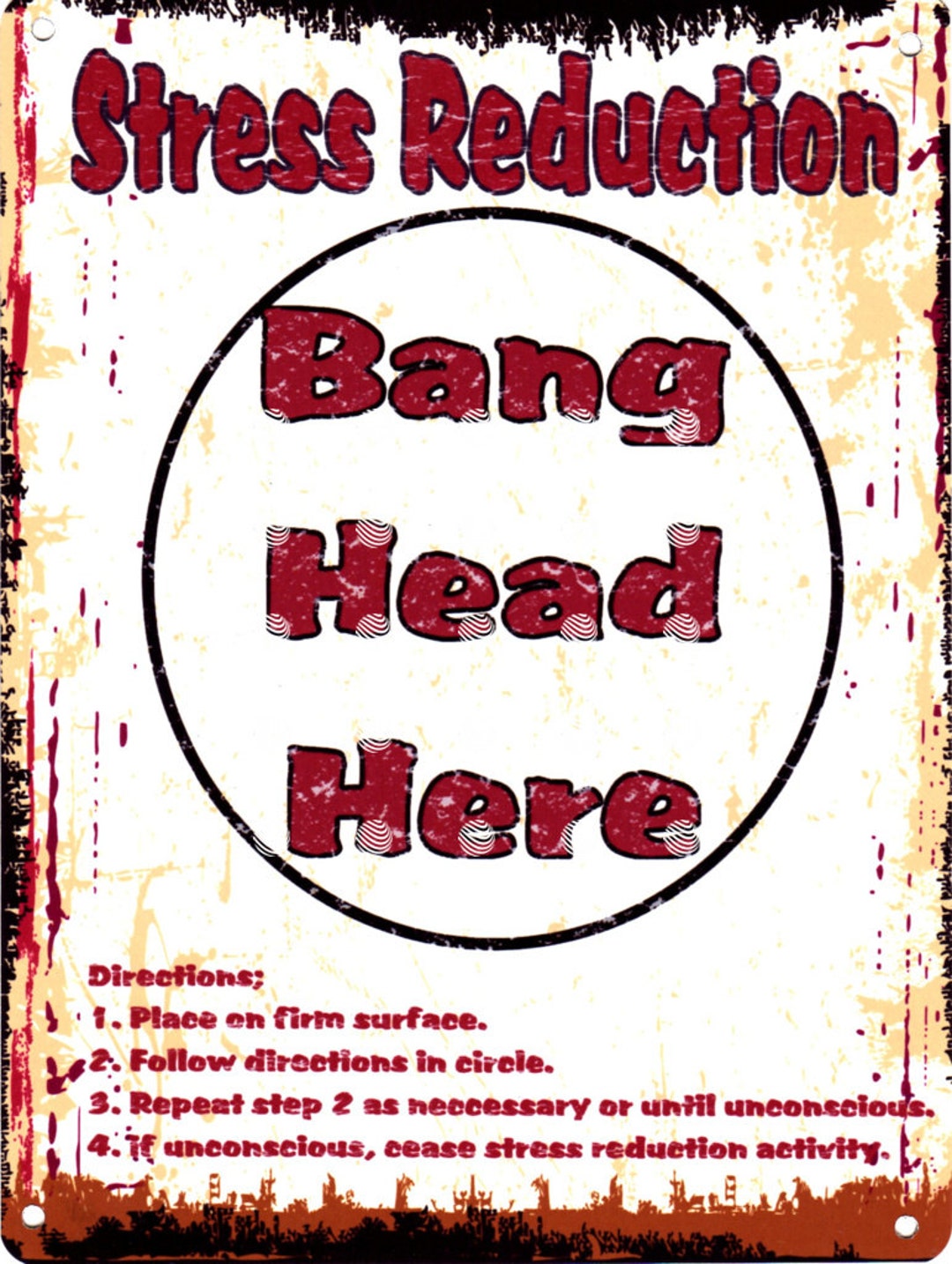 Stress Reduction, Metal Wall Sign, Retro Vintage Style, Funny, Pub ...