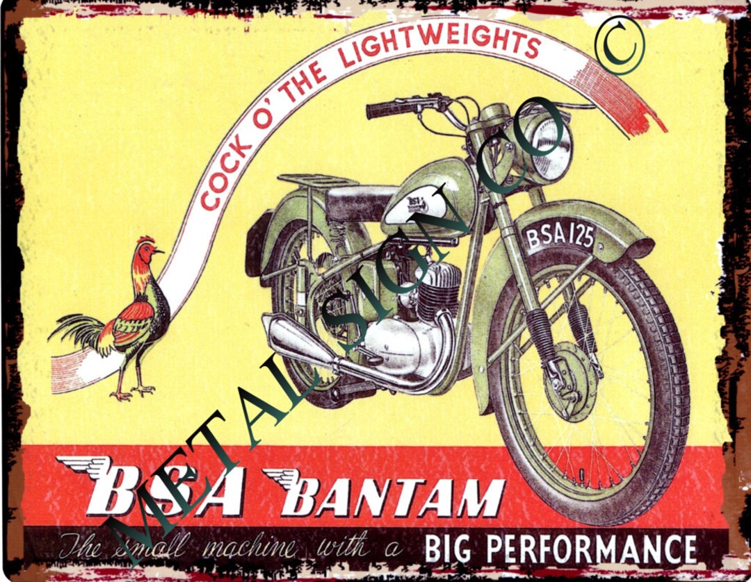 BSA Bantam Motorcycle Metal Sign: Retro British Bike Wall Art - Etsy UK