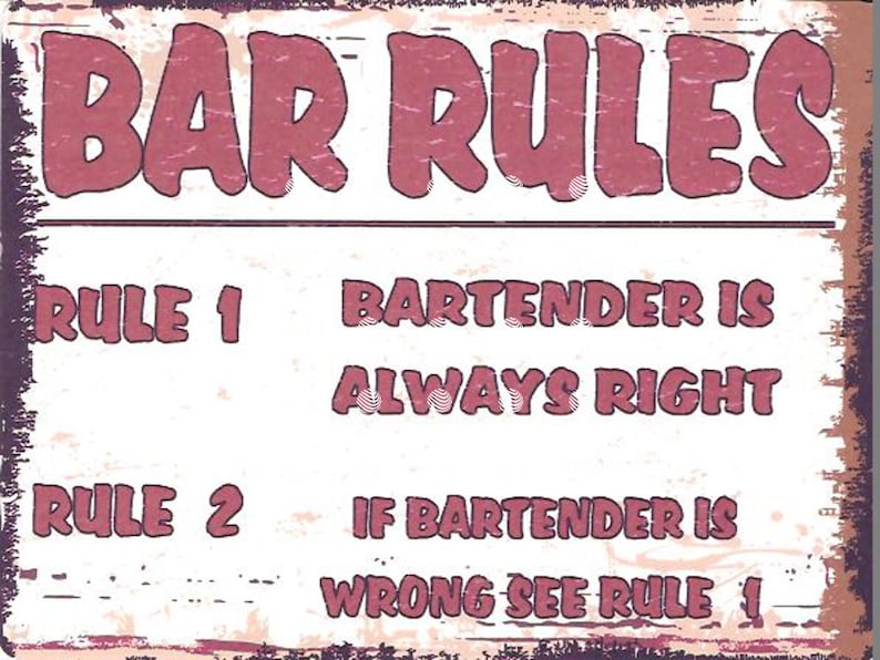 Bar Rules Metal Wall Sign Retro Vintage Style Funny - Etsy UK