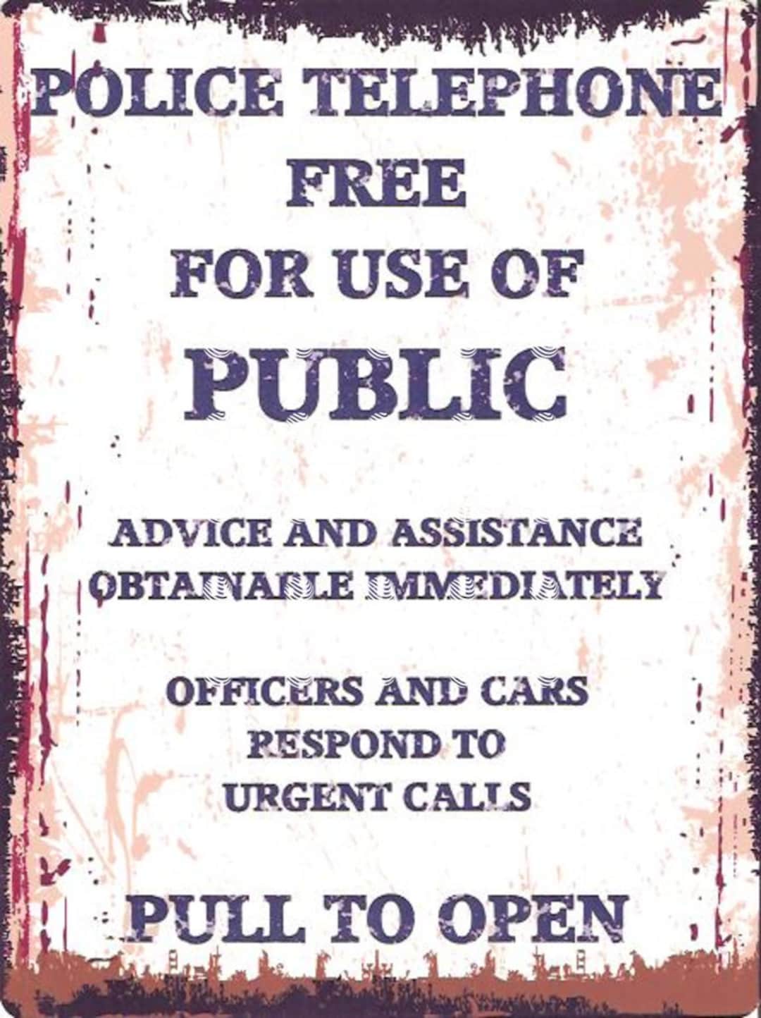 Police Telephone Box, Metal Wall Sign, Retro Vintage Style, Pub,games ...