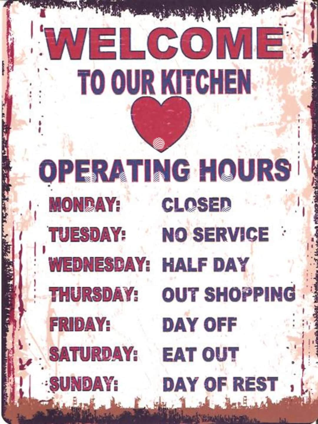 Welcome to Our Kitchen, Metal Wall Sign, Retro Vintage Style, Pub ...