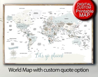 Neutral World Map | Etsy