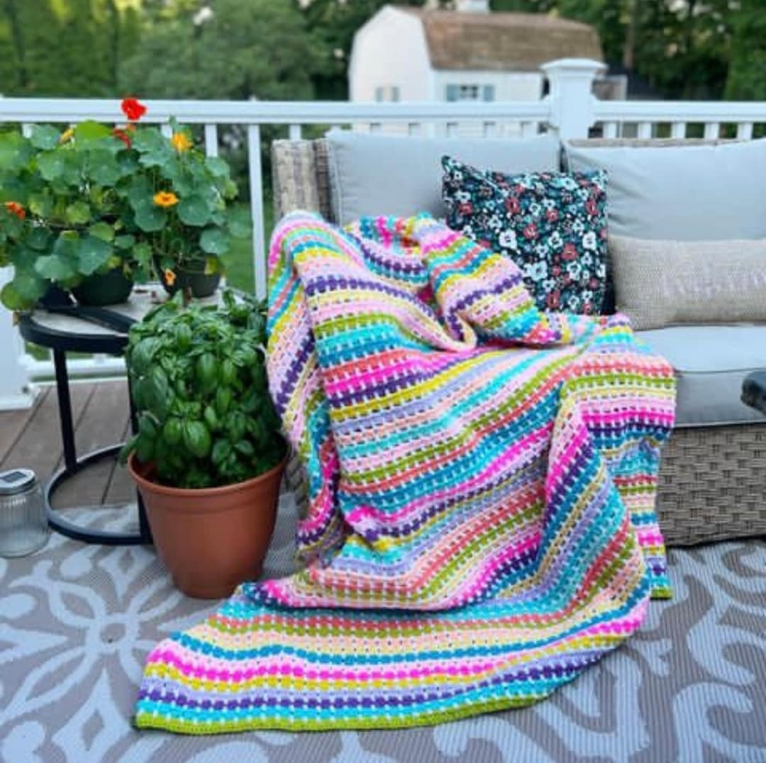 Large Crochet Afghan Box Stitch - Etsy