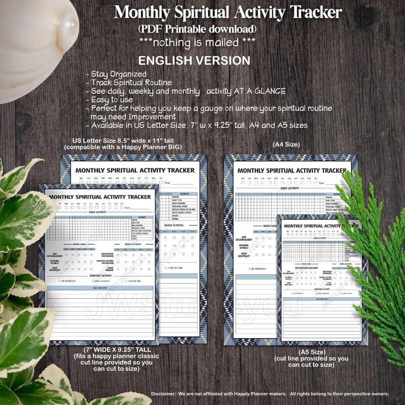 JW Spiritual Routine Tracker Spiritual Activity Checklist - Etsy