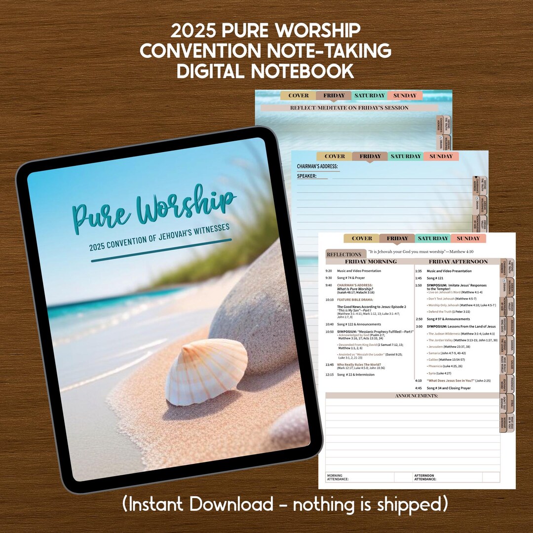 Pure Worship Convention Notebook, Instant PDF Download, JW Convention ...