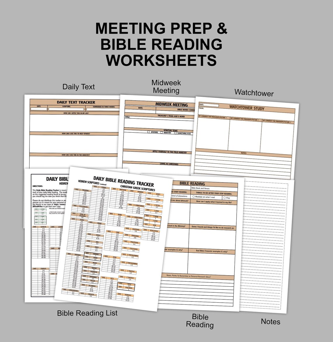 Printable JW Meeting Prep Worksheets, Bible Reading Journal, Digital ...