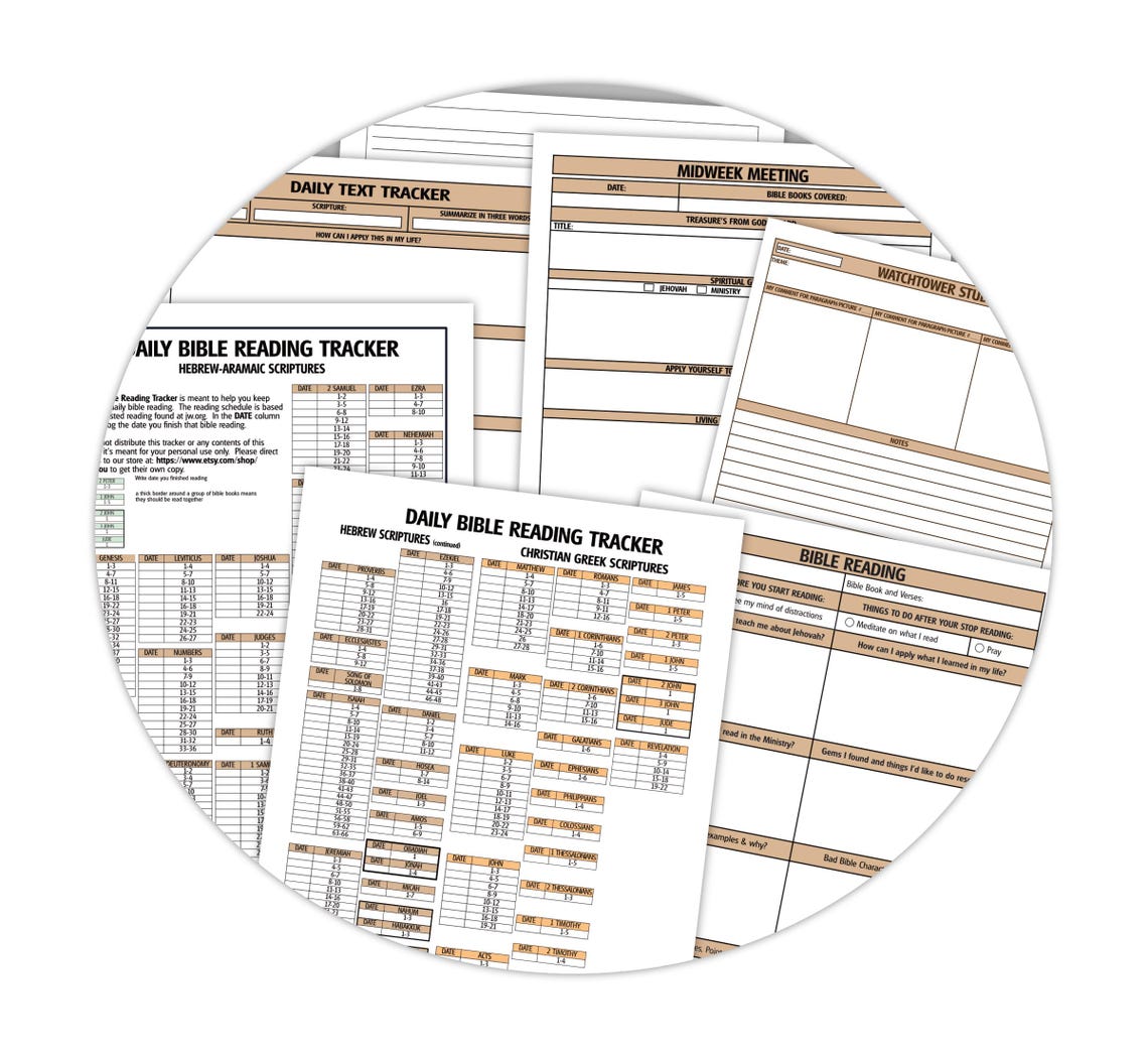 Printable JW Meeting Prep Worksheets, Bible Reading Journal, Digital ...