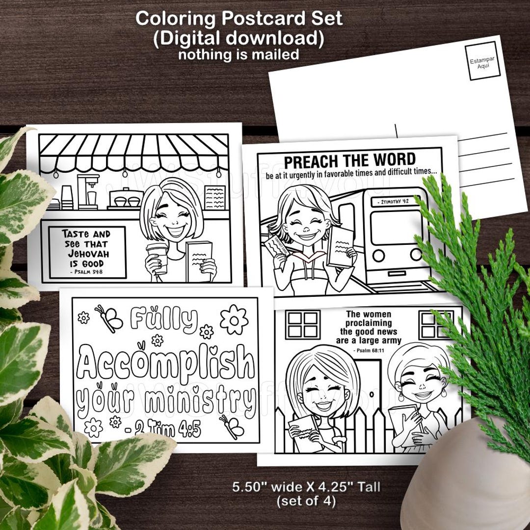 Encouraging Coloring Postcards for Jehovah's Witnesses | Fully ...