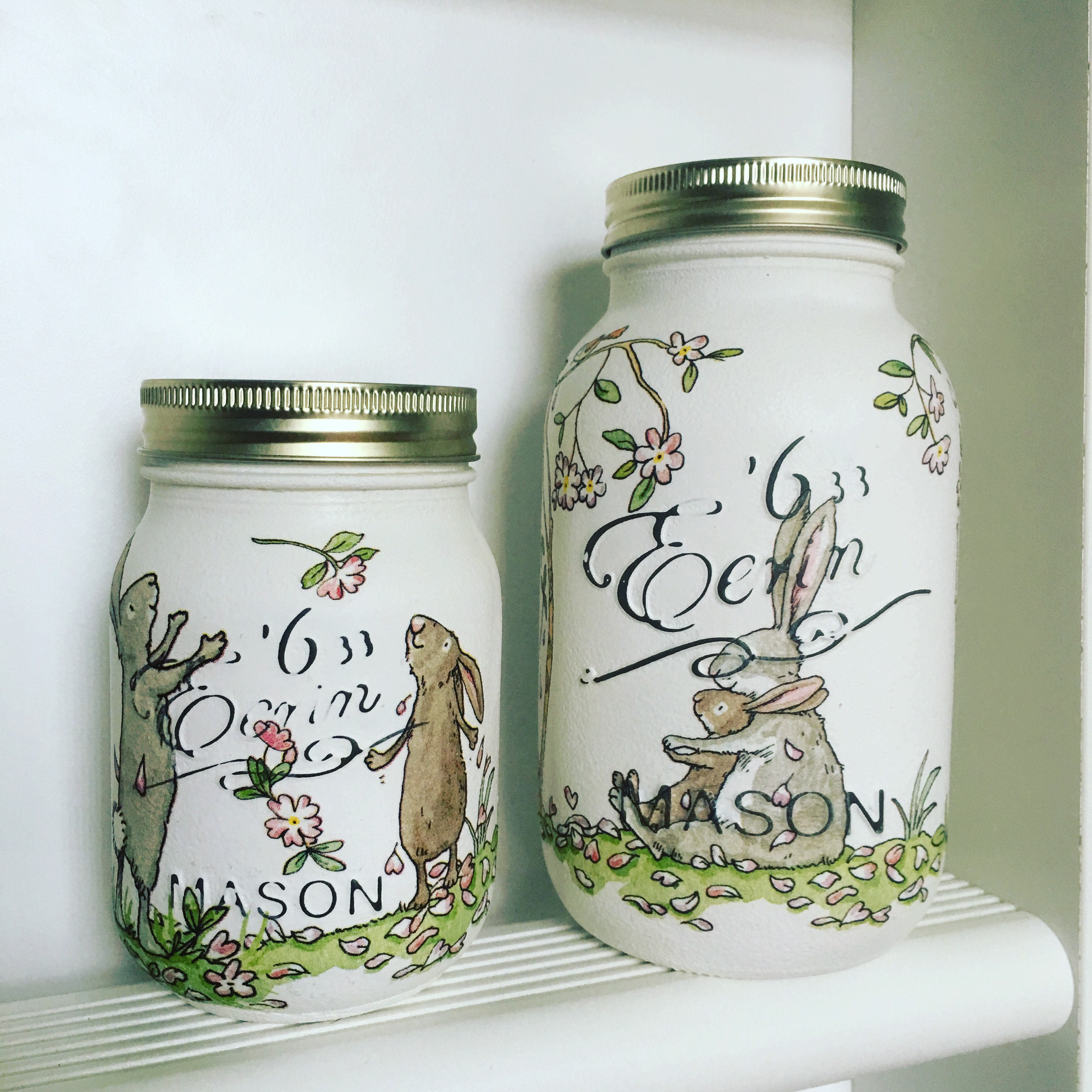 Sweet Little Bunnies - Handmade, Rabbits, Mason Jars, Night Light ...