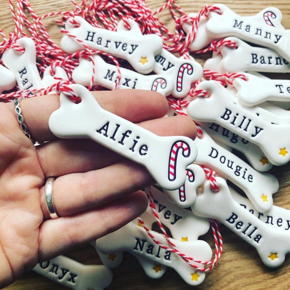 Dog Bone Personalised Clay Decorations Pets Personalised - Etsy