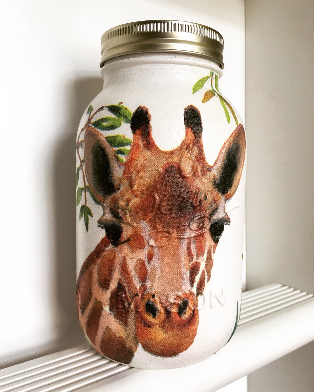 Giraffe Design Mason Jar - Handmade, Jungle, Wild Animal. - Etsy