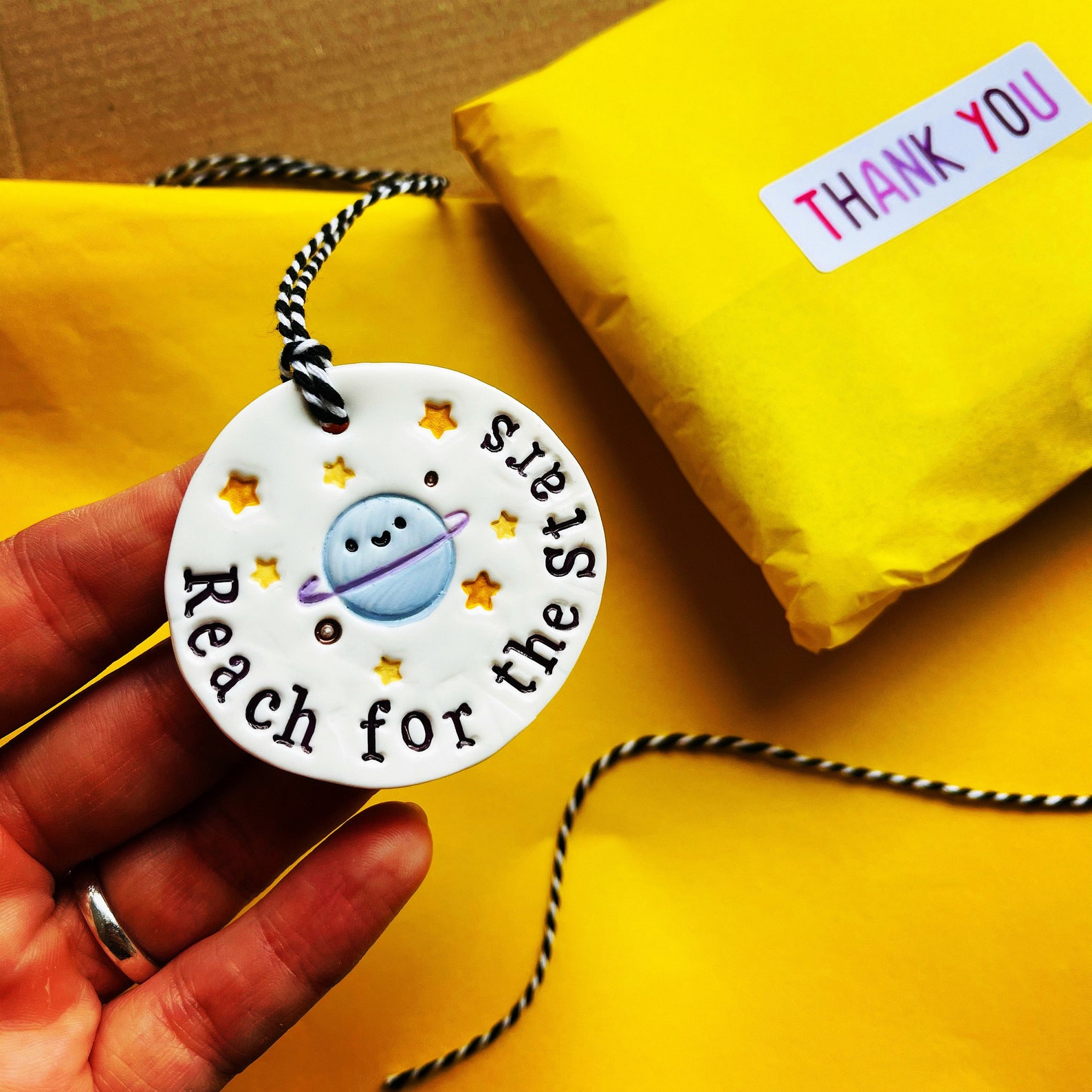 Space / Planet Design Clay Decoration Handmade Personalised - Etsy