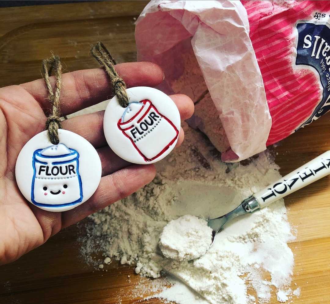 Flour Label Clay Tag - Decoration, Pantry, Kitchen, Self Raising, Plain ...