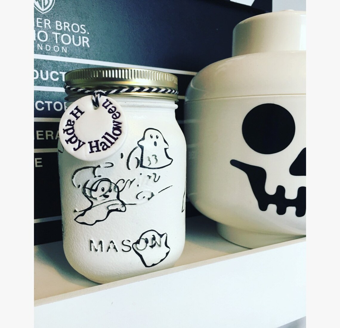 Ghost Design Jars Storage Hand Decorated Halloween - Etsy