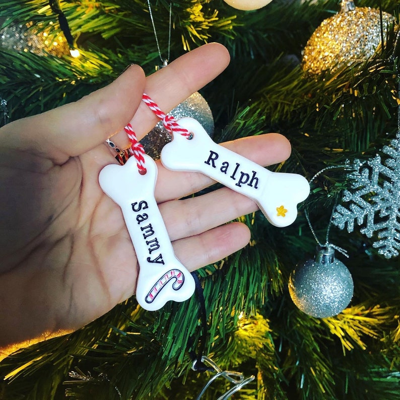 Dog Bone Personalised Clay Decorations Pets Personalised - Etsy