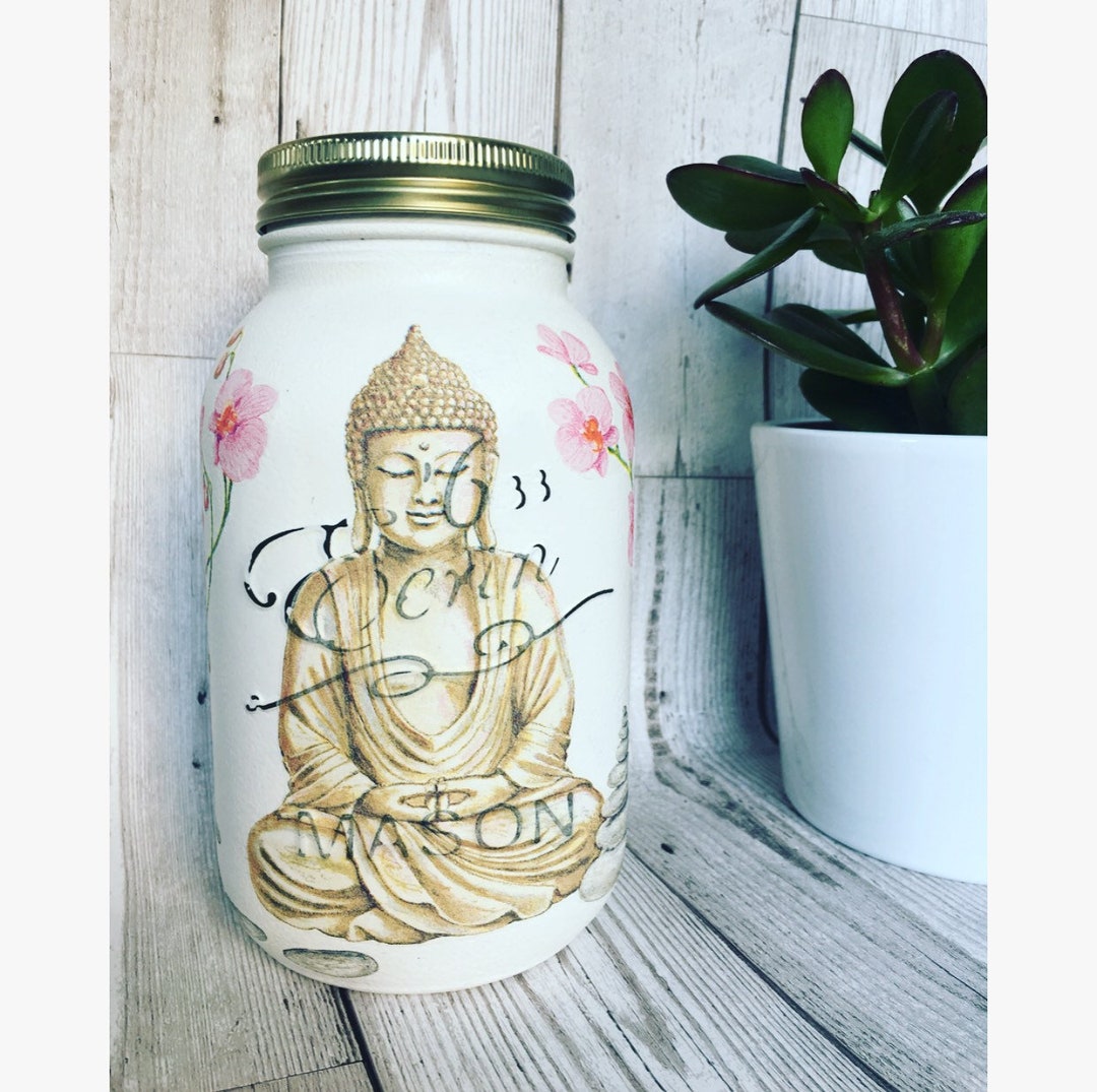Buddha Mason Jar - Handmade, Zen, Relaxation, Home Decor. - Etsy