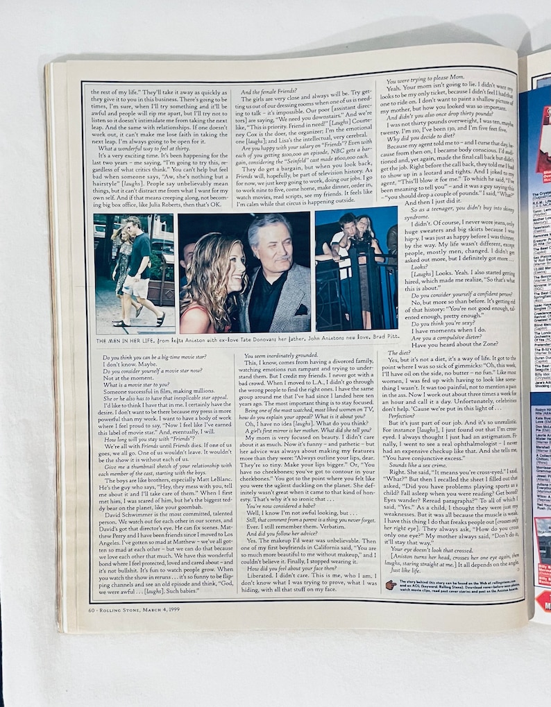 Jennifer Aniston Rolling Stone Magazine Issue 807 March 1999 Good