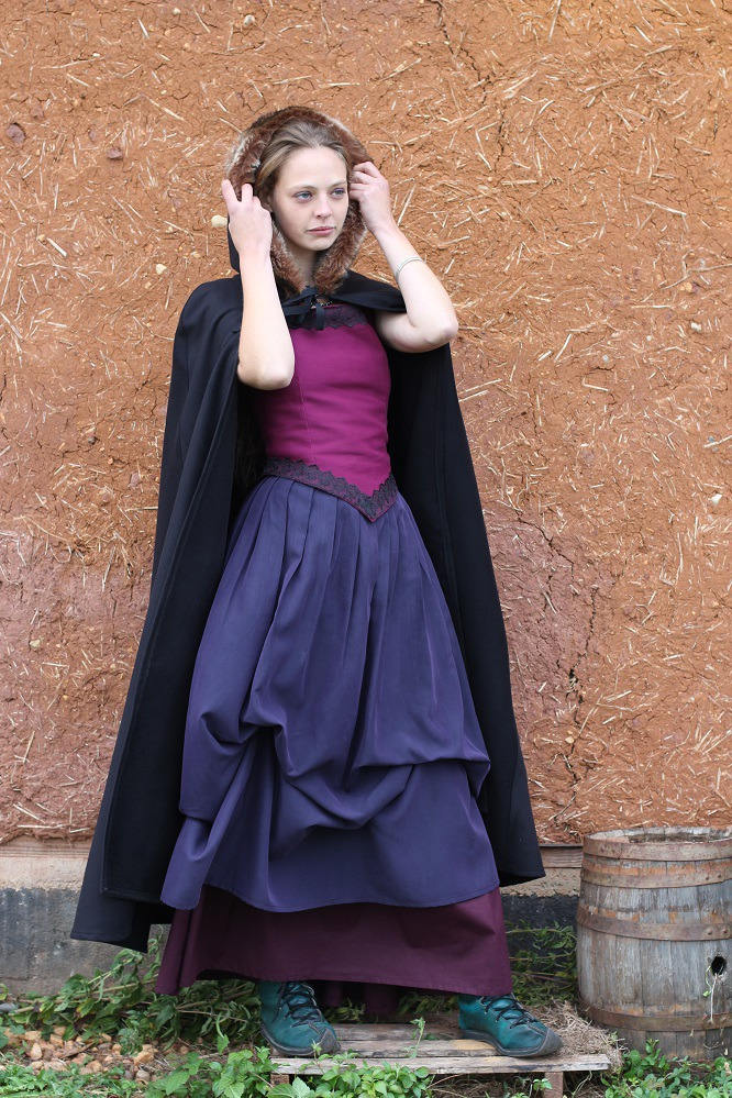 Long Black Cape With Hood Surrounded With Fake Fur (or Braid, Lace ...