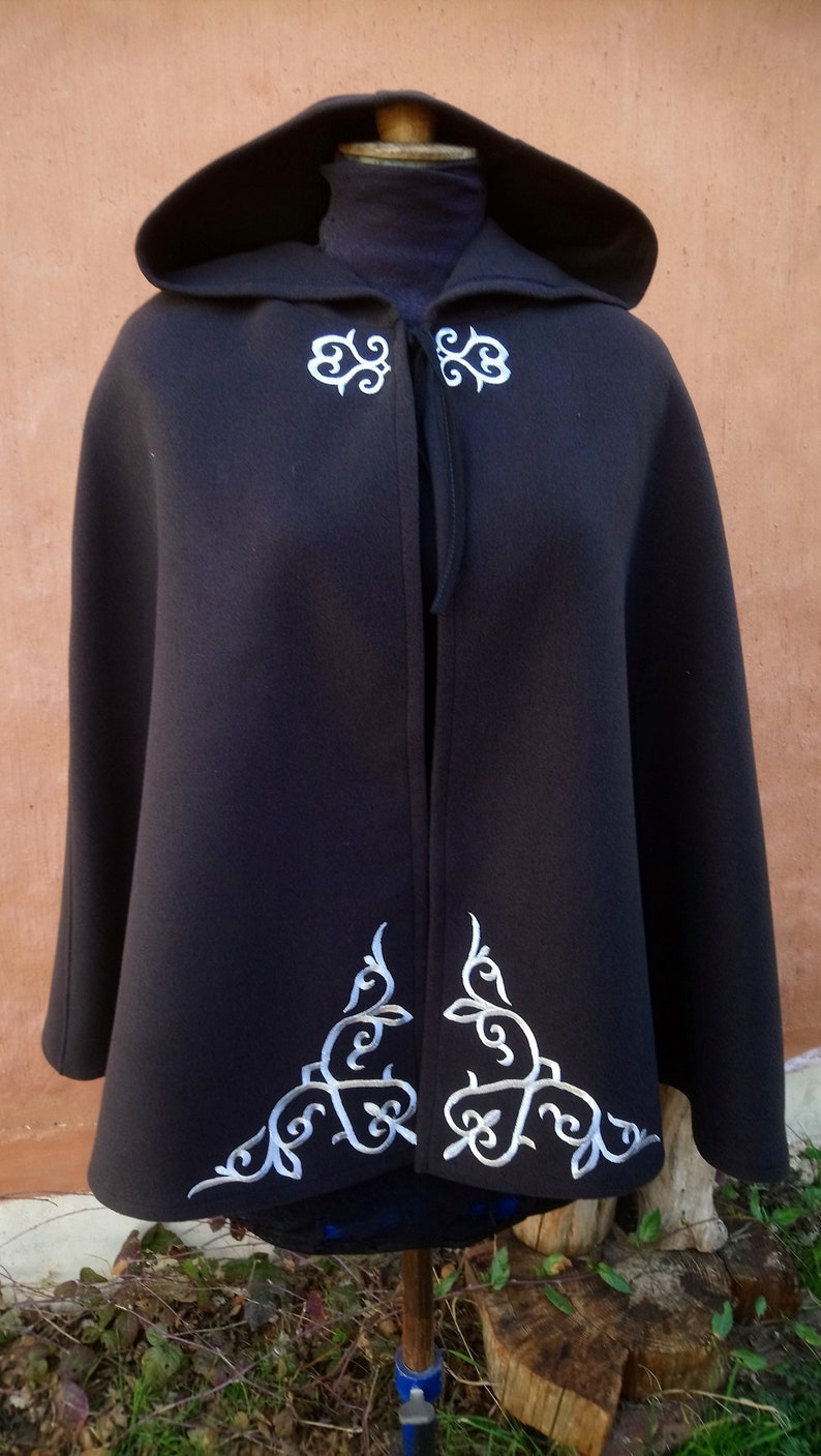 Short Black Cape With Silver Applique.style Fantasy,steampunk,medieval ...