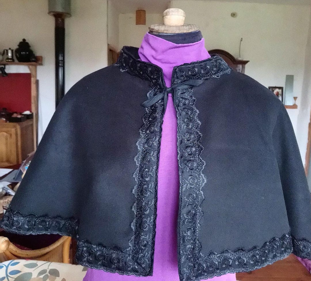 Pilgrim, Chaperon, Small Cape With Mandarin Collar Trimmed With Black ...