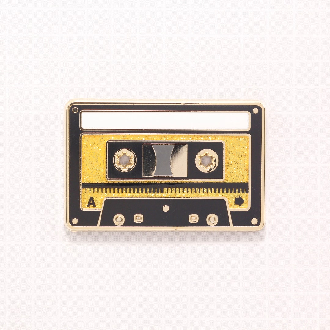 Gold Glitter Cassette Tape Enamel Pin - 1980s Throwback - Etsy