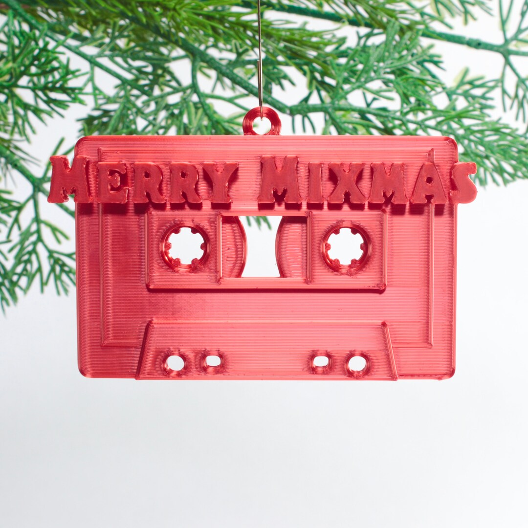 Cassette Tape Christmas Ornament - 3d Printed Shiny Red "merry Mixmas ...
