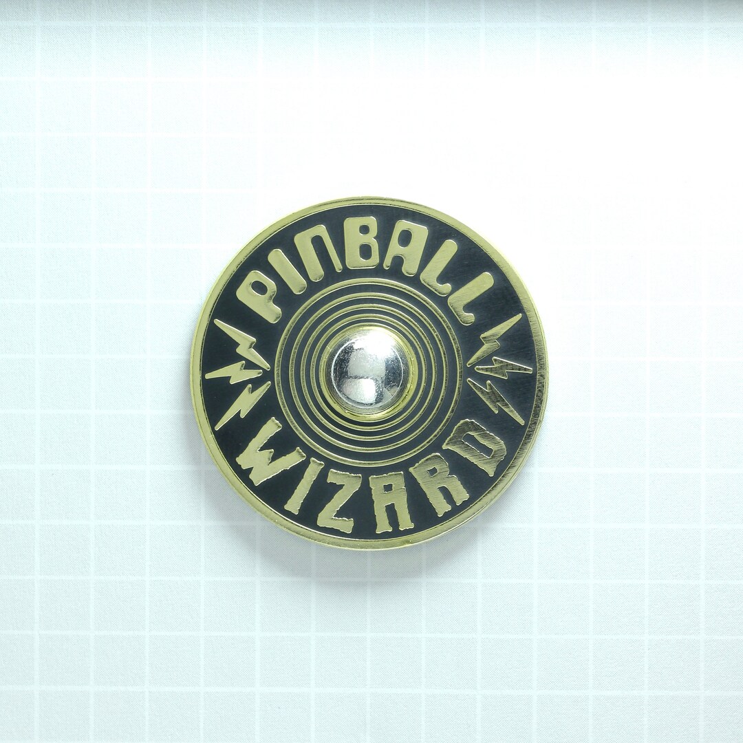 Pinball Wizard Enamel Pin (gold/black) Retro Gaming Arcade 1980's ...