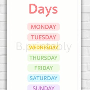 Pastel Days of the Week Classroom Poster | Educational Printable ...