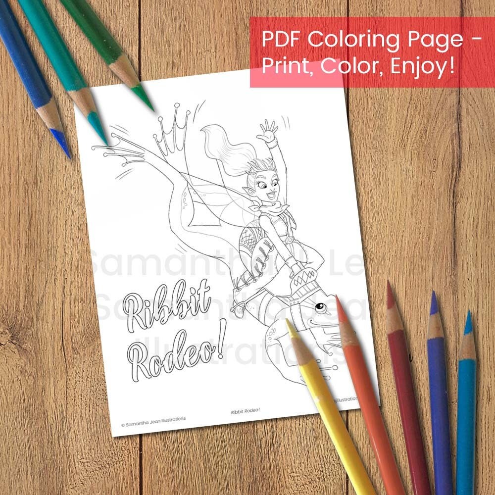 Coloring Page of Fairy Riding a Frog Adult Fantasy Ribbit - Etsy Canada