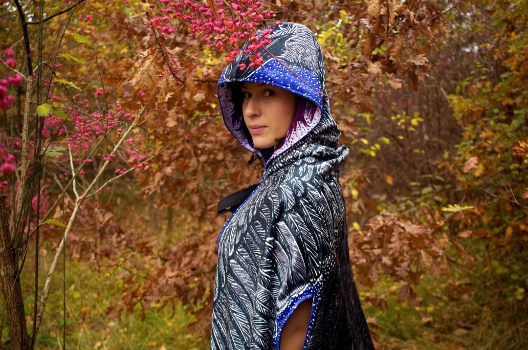 RAVEN Cape, Illustrated, Original Art, Unique, Handmade, Velvet ...