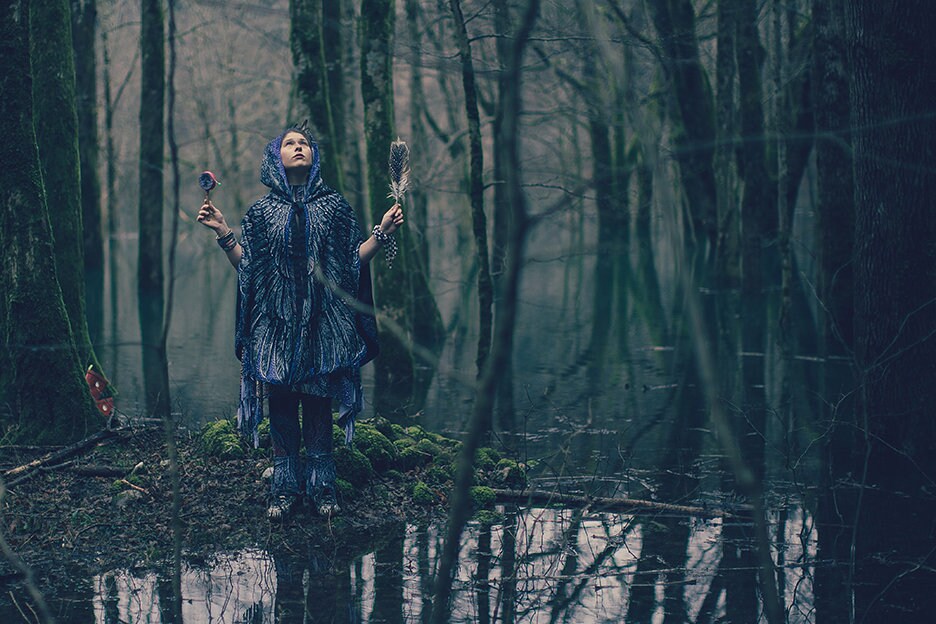 RAVEN Cape Illustrated Original Art Unique Handmade | Etsy