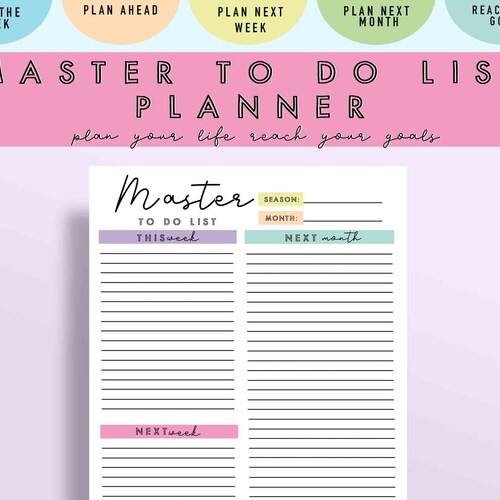 Master Task List Printable Task Planner Master to Do List | Etsy