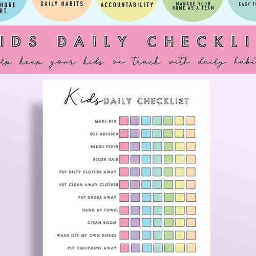 Daily Routine Chore Chart for Kids Responsibility Checklist My | Etsy