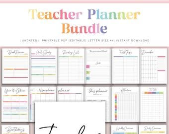 Printable Teacher Planner Rainbow Theme, Ultimate Teacher Binder, Back ...