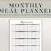 Monthly Meal Planner Printable | Shopping, Grocery, Food List | Planner ...