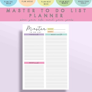 Master Task List Printable Task Planner Master to Do List - Etsy