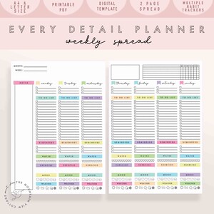 Every Detail Weekly Planner Kit RAINBOW, Printable Week Plan Templates ...