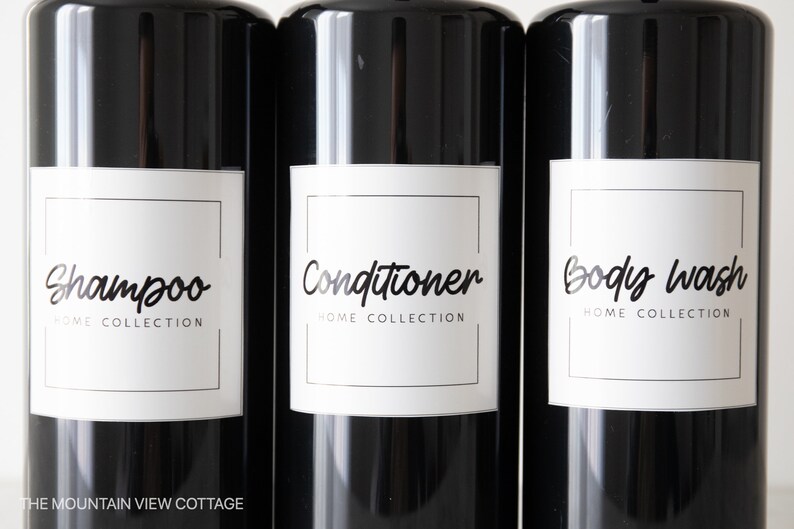 Set of 3 BATHROOM LABELS PDF Shampoo Conditioner and Body Wash - Etsy