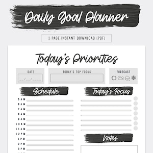 Daily Goal Planner Page-instant Download Goal Planner Page-top Priority ...