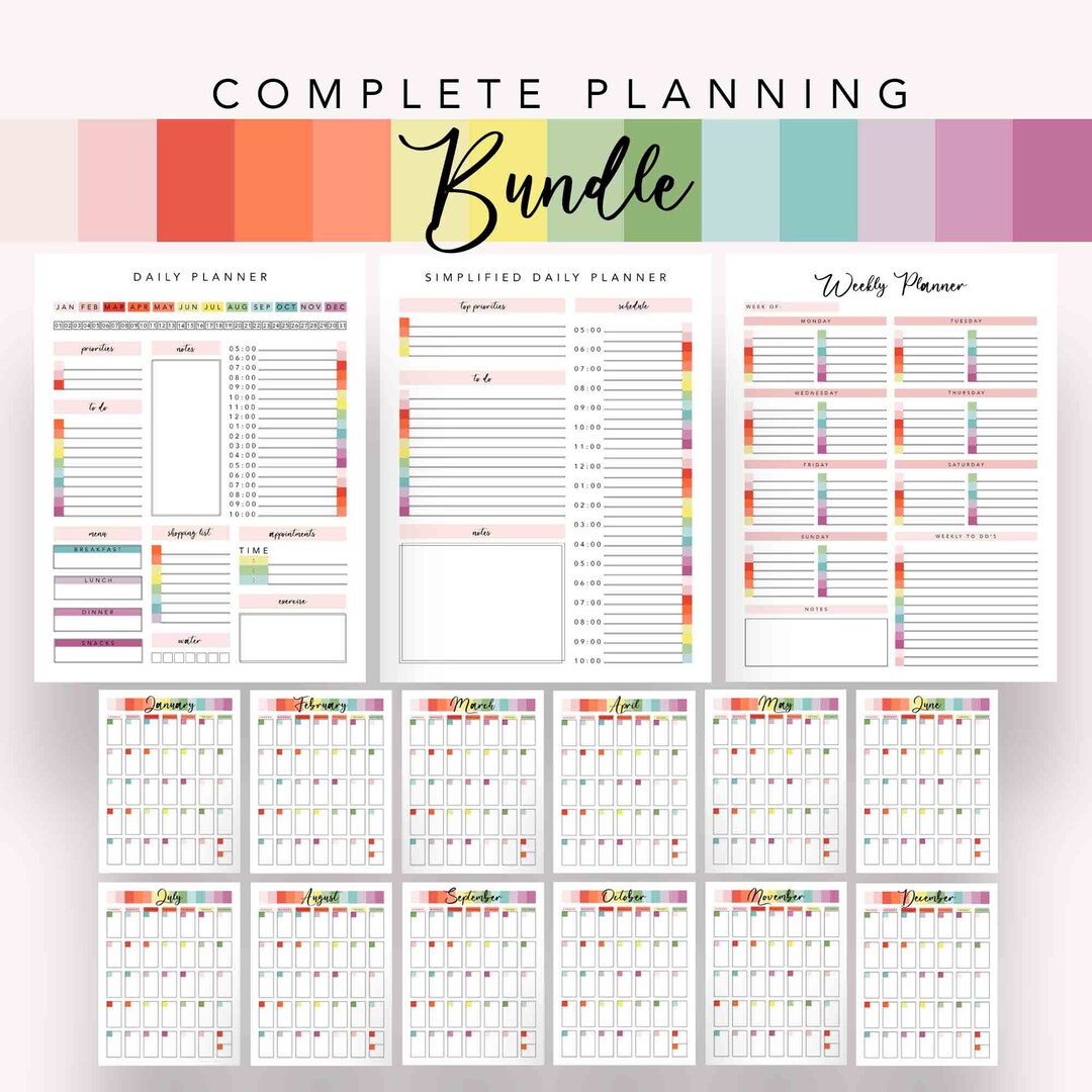COMPLETE PLANNING Bundle 2021|daily Planner Printable|weekly Planner ...