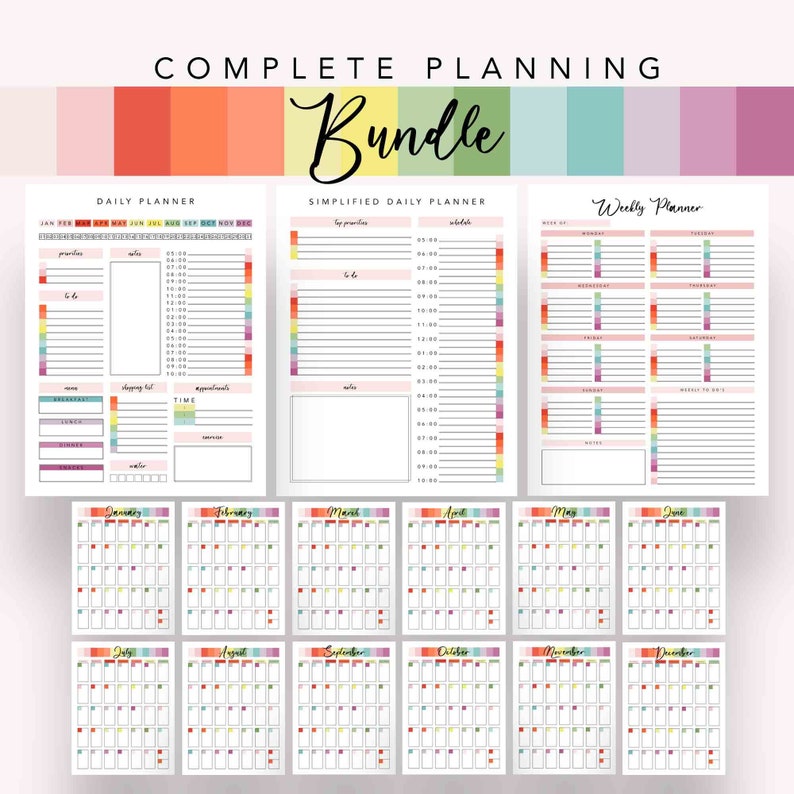 COMPLETE PLANNING Bundle 2021|daily Planner Printable|weekly Planner ...