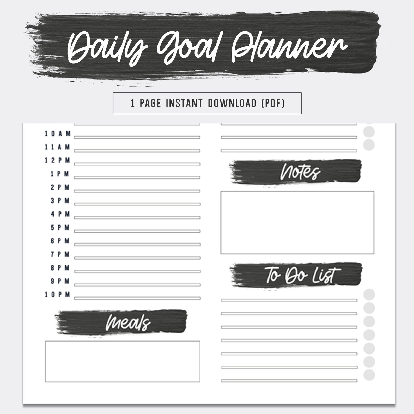Daily Goal Planner Page-instant Download Goal Planner Page-top - Etsy